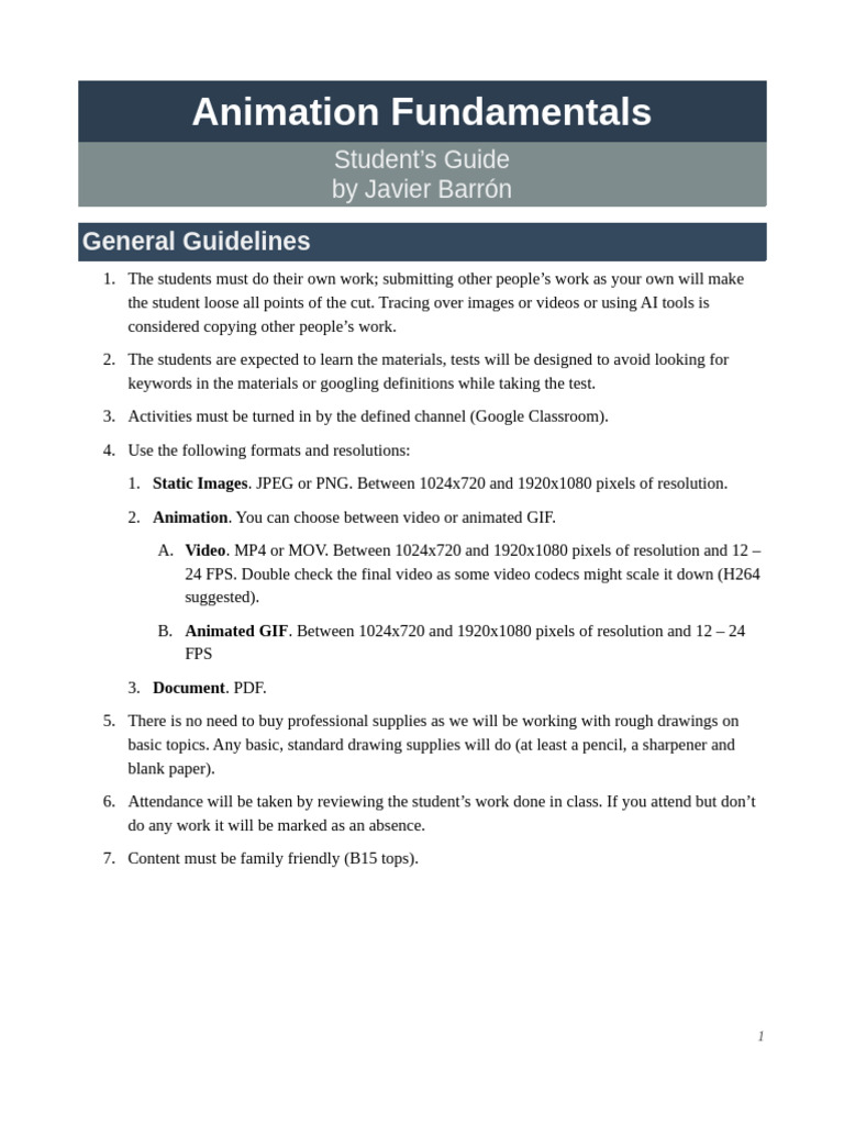 Animation Fundamentals Student Guide | PDF | Animation | Video