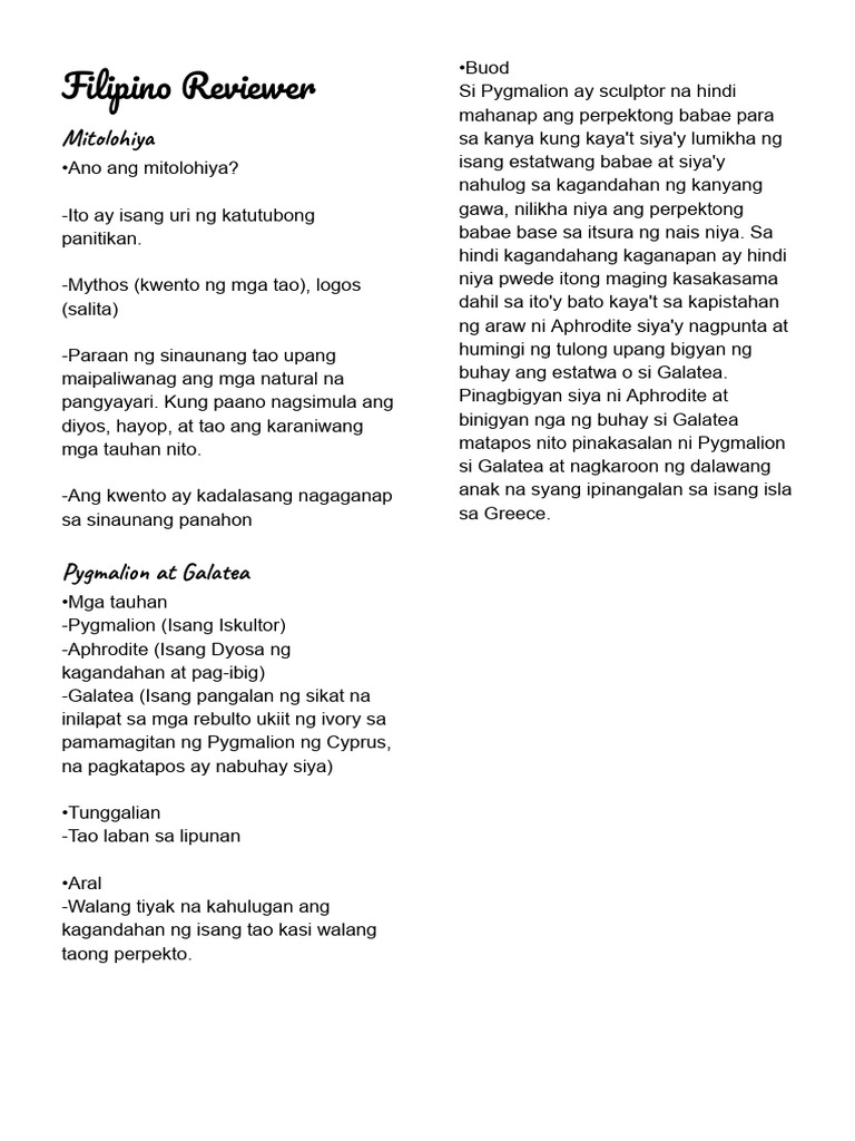 Filipino Reviewer | PDF