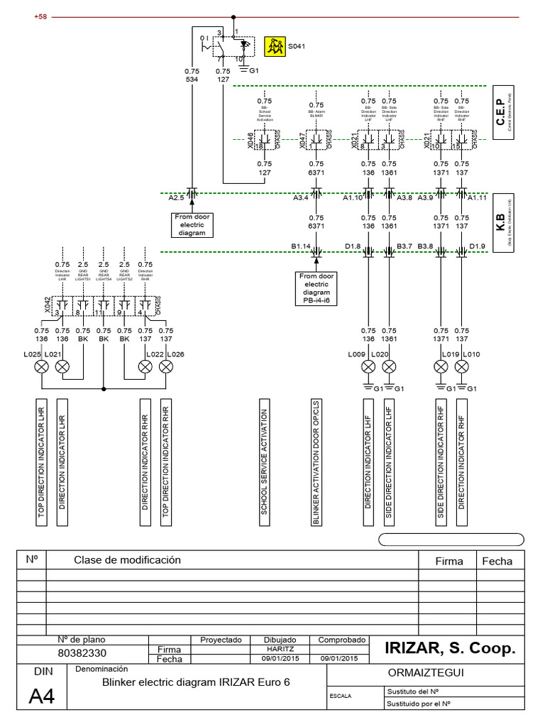 Visio-8038233 Blinker Electric Diagram IRIZAR E6 | PDF