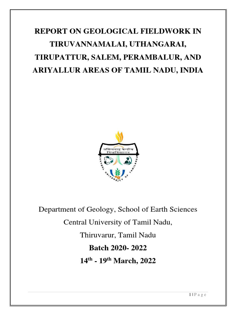 Geological Fieldwork Report: Tamil Nadu | PDF | Granite | Rock (Geology)