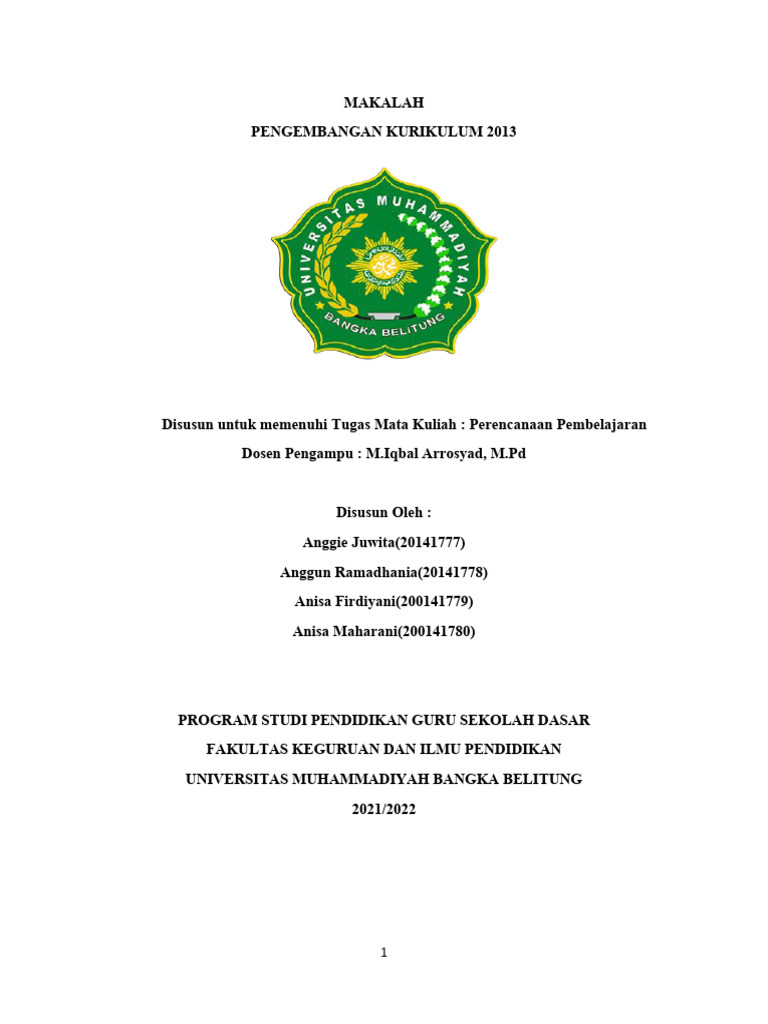 Makalah Perencanaan Pembelajaran | PDF