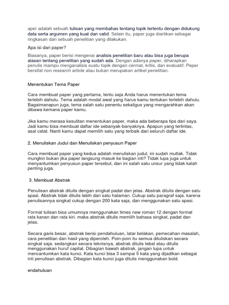 Apa Isi Dari Paper?: Tulisan Yang Membahas Tentang Topik Tertentu ...