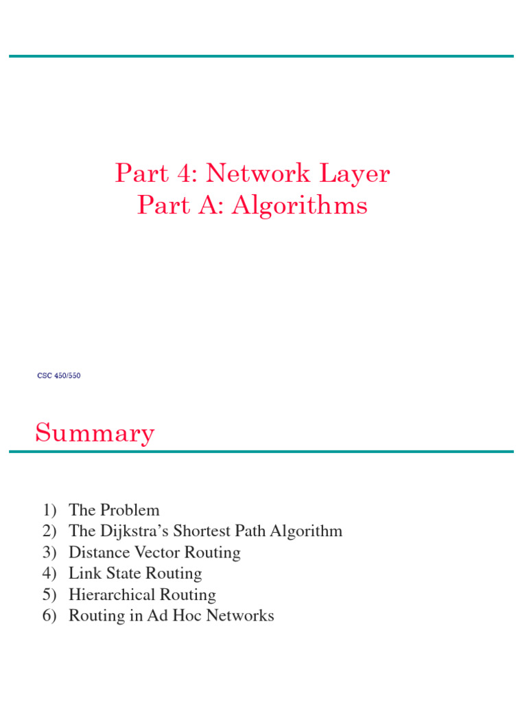 4 NetworkLayer PartI | PDF | Routing | Router (Computing)