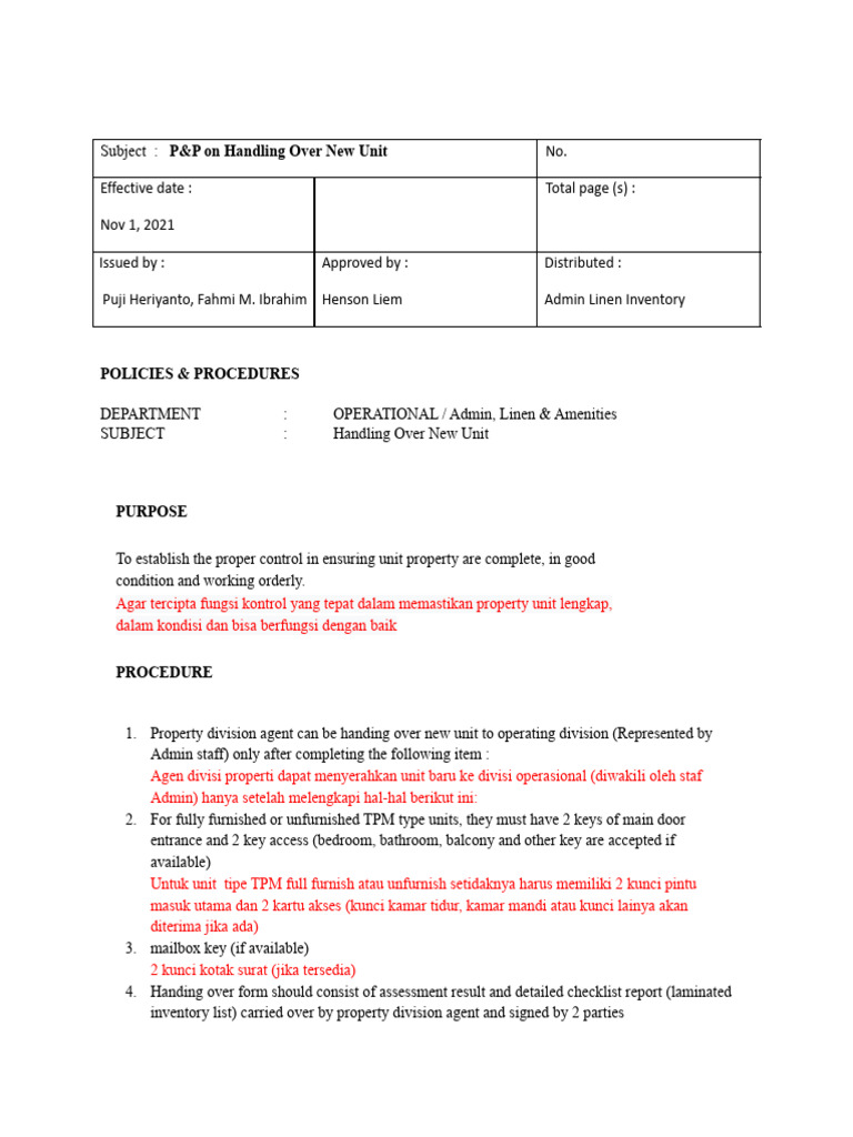 SOP Admin Inventory | PDF