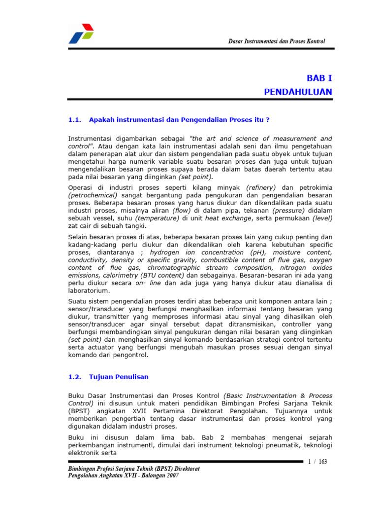 Dasar Instrumentasi Proses Kontrol | PDF