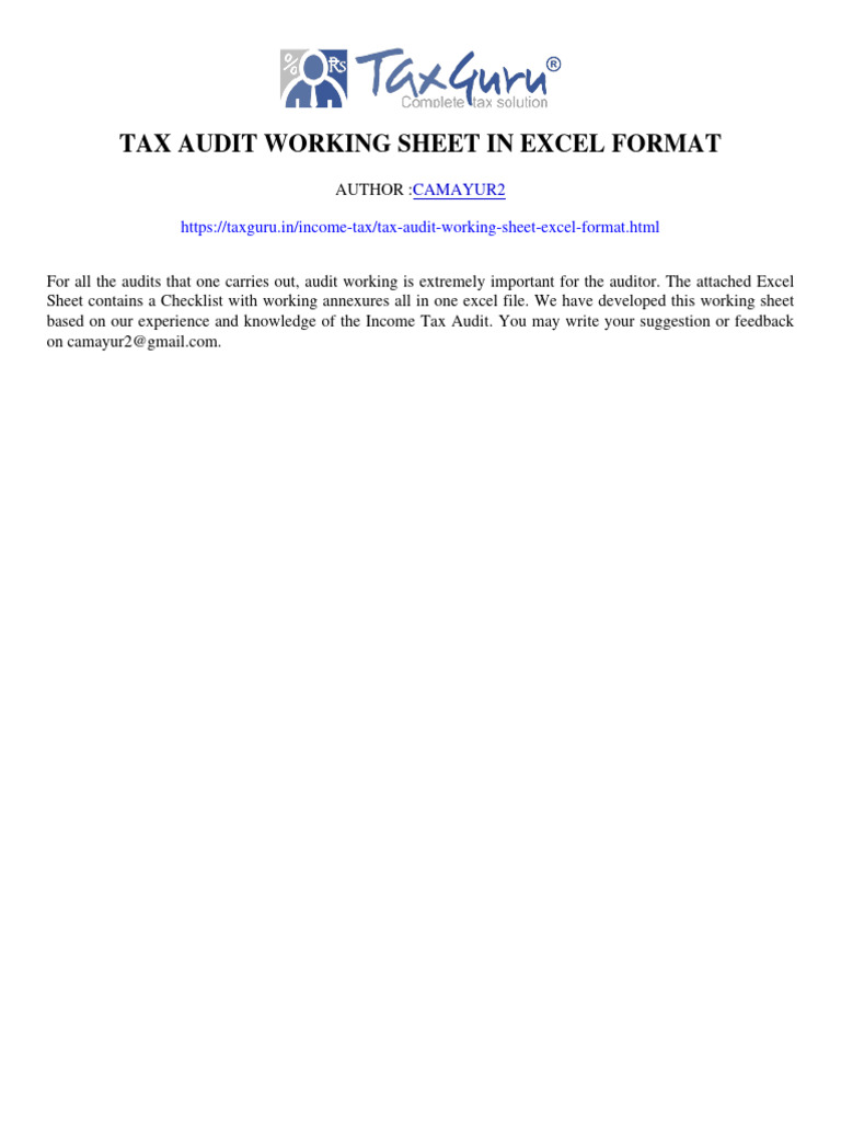 Tax Audit Excel Checklist | PDF