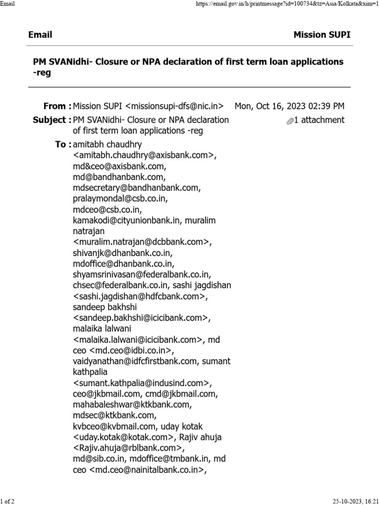 Closure of NPA PVT Bks 16.10 | PDF