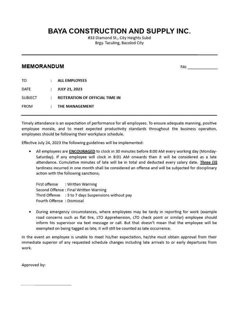 Reiteration of Official Time In Memo | PDF | Finance & Money Management