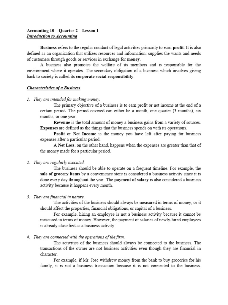 Accounting 10 Module | PDF | Business | Money