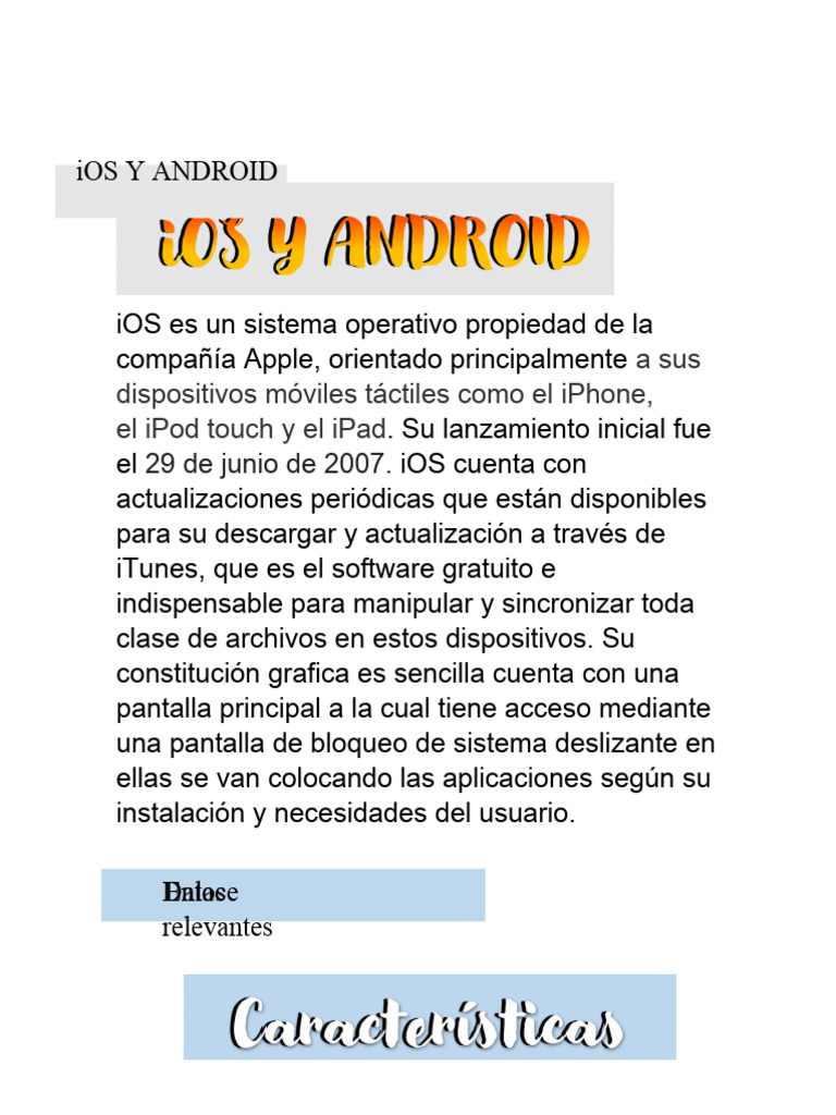Comparativa entre iOS y Android | PDF | Ios | Android (sistema operativo)