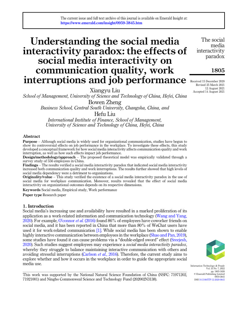 Understanding The Social Media Interactivity Paradox, The Effects of ...