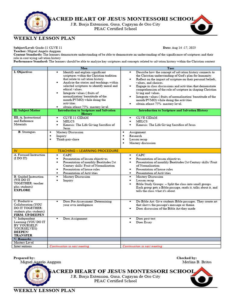 Grade 11 Lesson Plans | PDF | Salvation | Mathematics