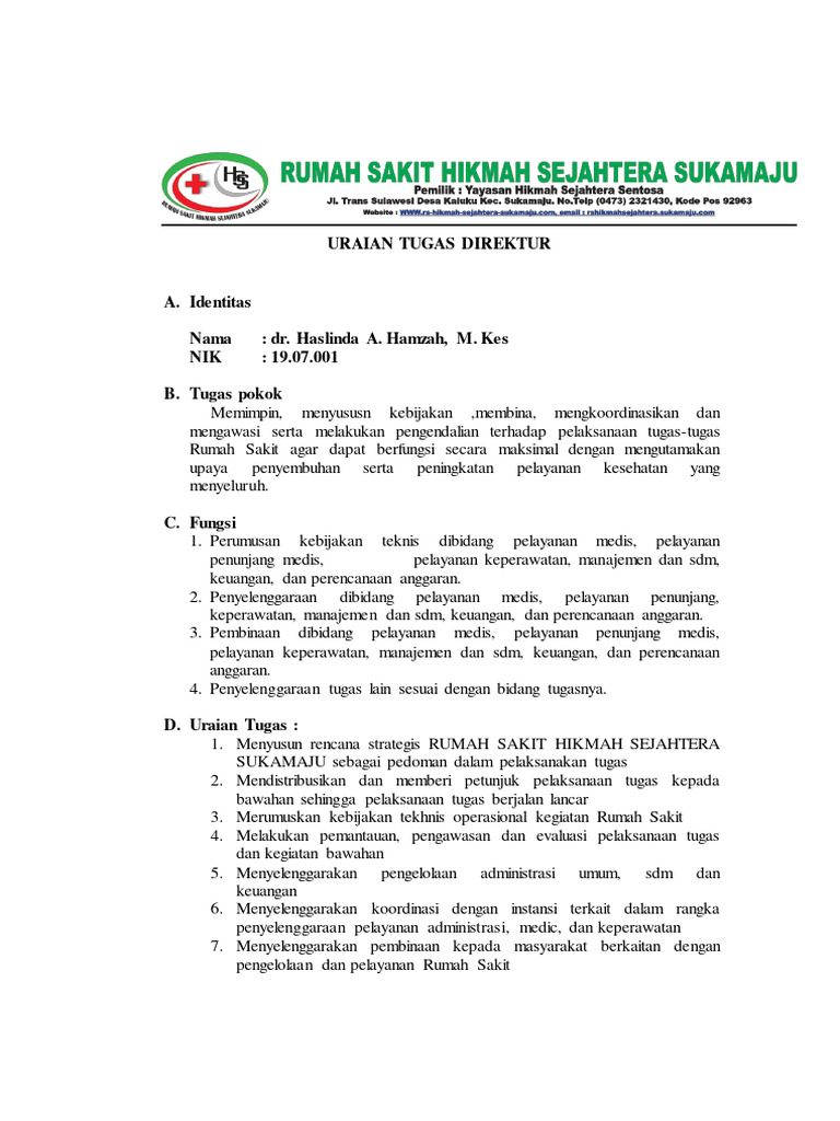 URAIAN TUGAS DIREKTUR | PDF