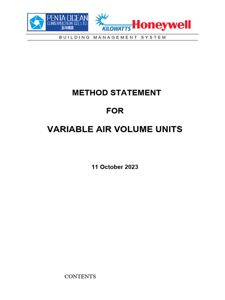 VAV System Testing Method Statement | PDF | Temperature | Electrical ...