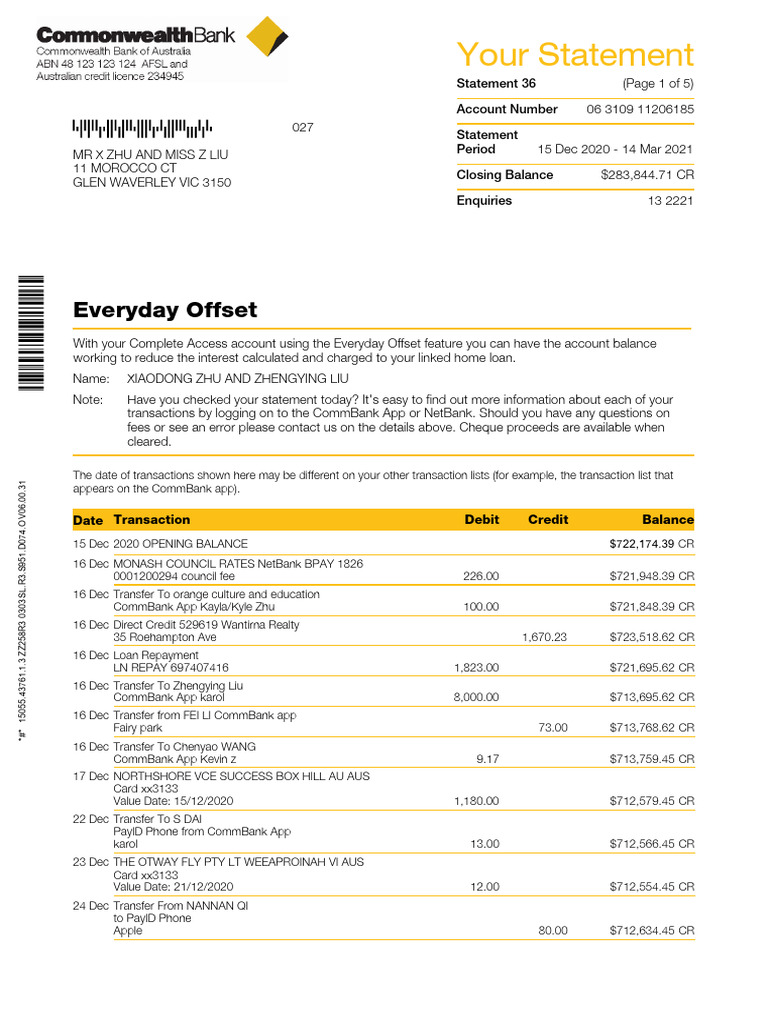 Statements 20210314 | PDF | Debits And Credits | Credit