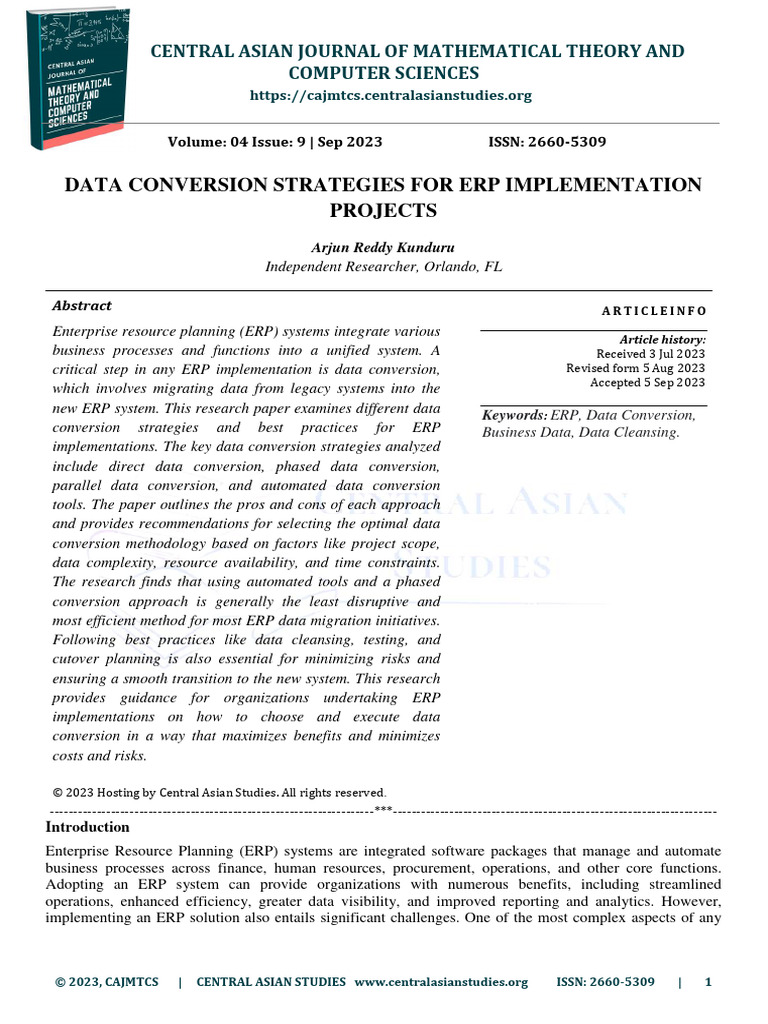 Data Conversion Strategies For Erp Implementation Projects | PDF | Enterprise Resource Planning ...