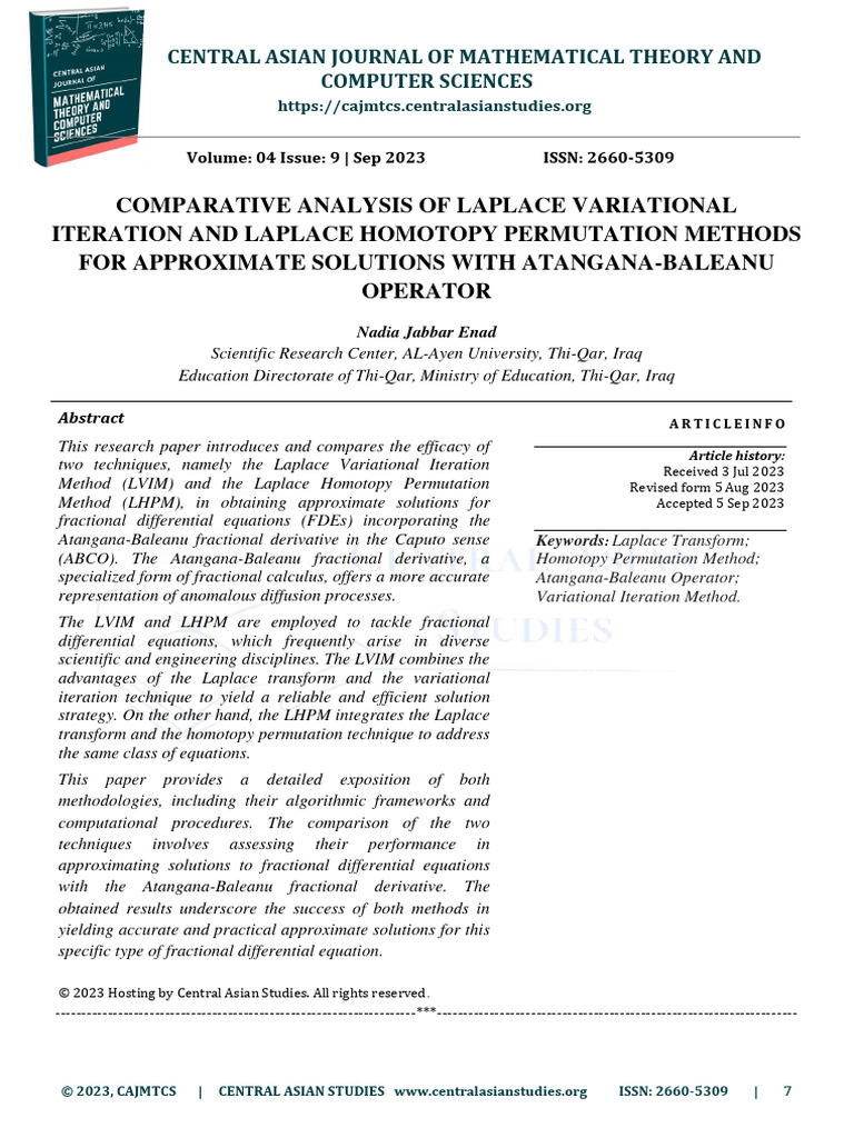 Comparative Analysis of Laplace Variational Iteration and Laplace ... Comparative Analysis of Laplace Variational Iteration and Laplace ...