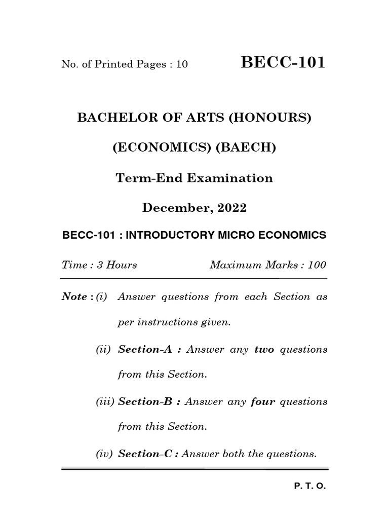 Becc-101 Dec 22 | PDF | Long Run And Short Run | Demand