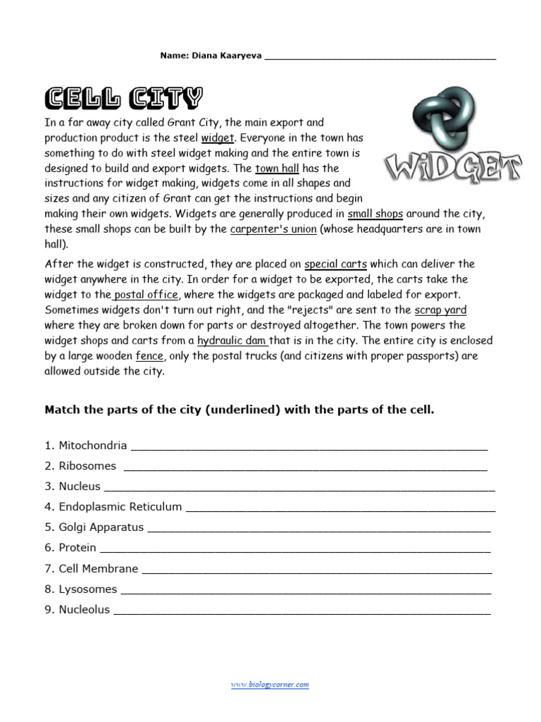 Sanjar Mazhitov - Cell City Analogy | PDF