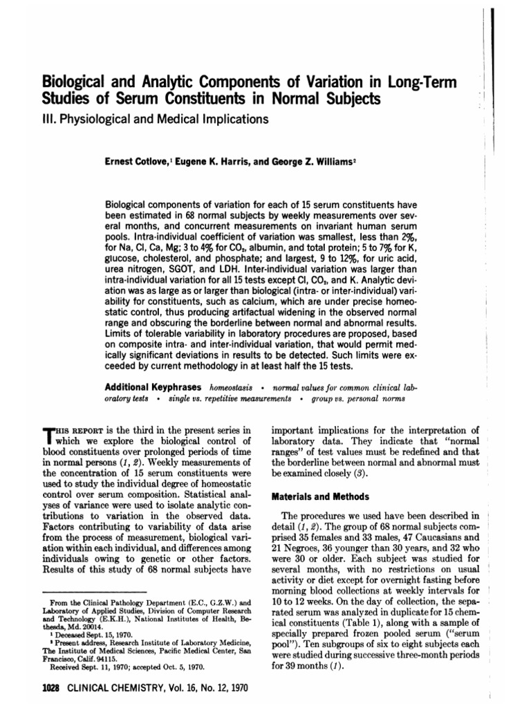 003-CC 1970 Cotlove-Biol & Analyt Components of Var 3 Physiol and Medical | PDF | Variance ...