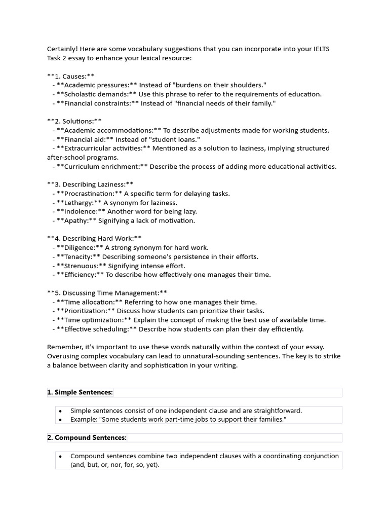 Complex Sentence Structures For Ielts Writing | PDF | Clause | Sentence (Linguistics)