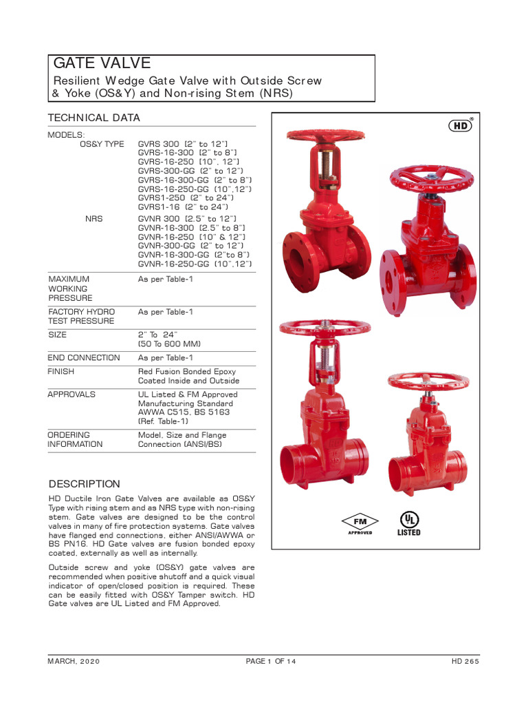 HD265 Gate Valve | PDF | Valve | Washer (Hardware)