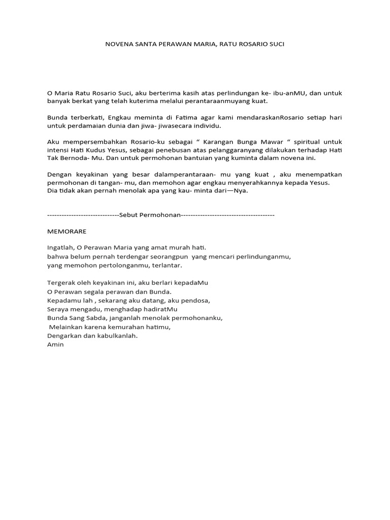 Novena Santa Perawan Maria | PDF
