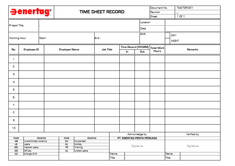 Time Sheet Form | PDF
