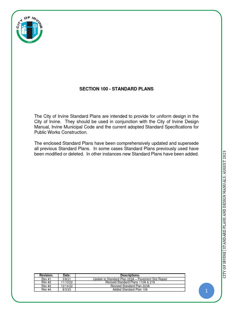 Section 100 - Standard Plans | Download Free PDF | Storm Drain | Transport