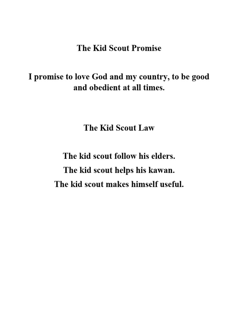 The Kid Scout Promise | PDF