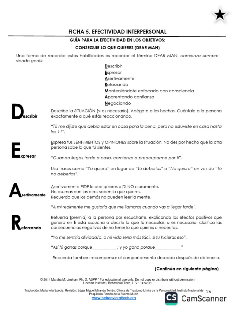 Módulo de Efectividad Interpersonal DBT | PDF | Sicología | Las emociones