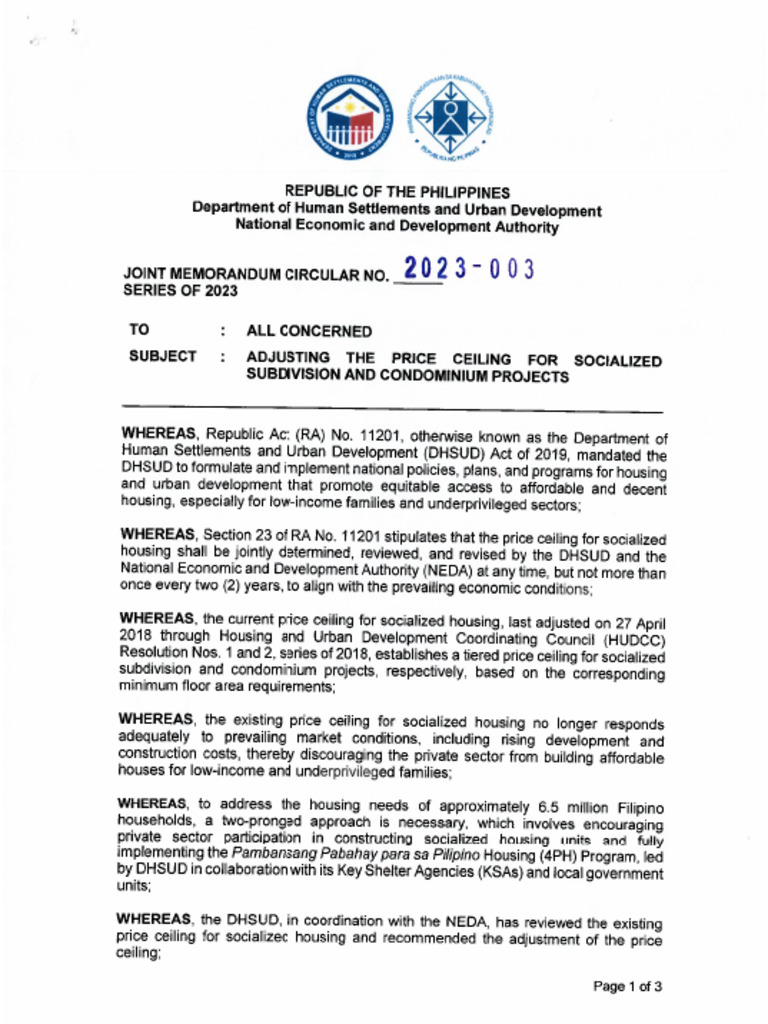 Joint Memorandum Circular No. 2023-003 | PDF