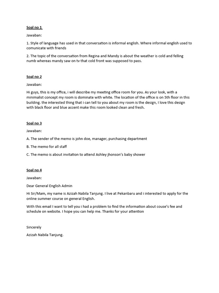 English Conversation and Memo Examples | PDF