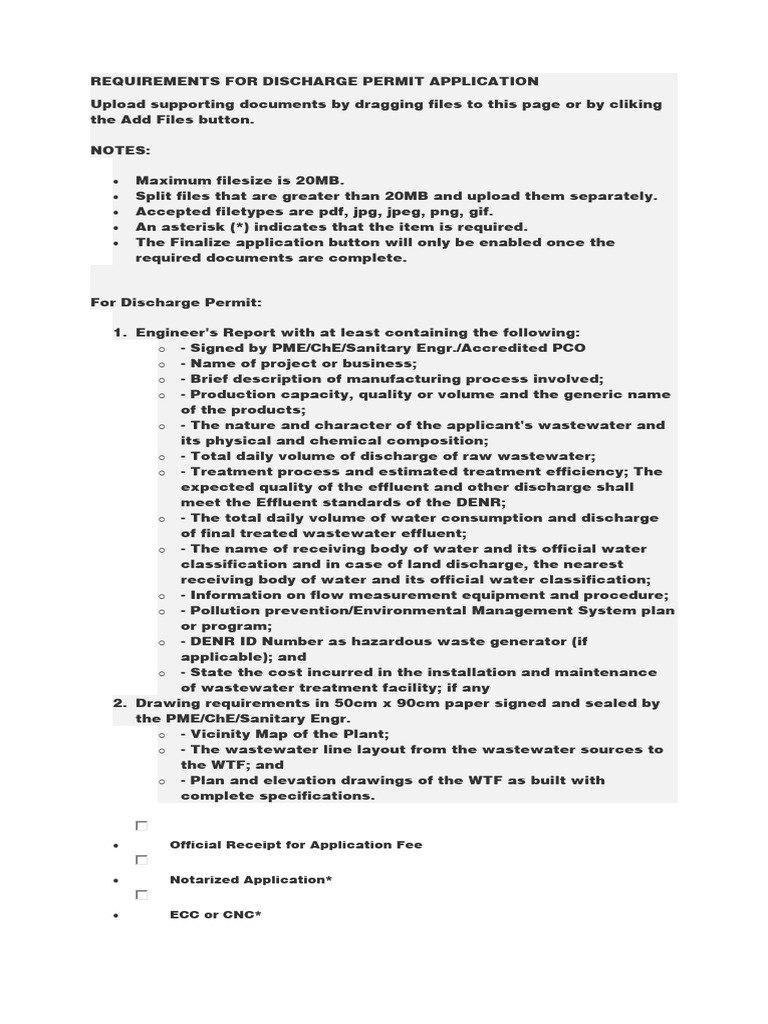 Discharge Permit Application Guide | PDF | Sewage Treatment | Effluent