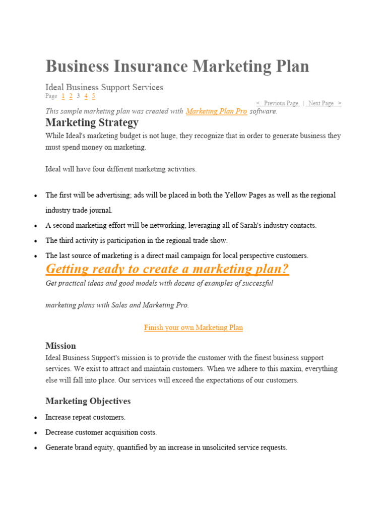 Business Insurance Marketing Plan | PDF | Insurance | Marketing