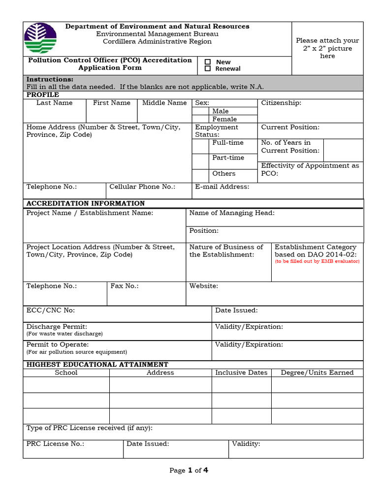 PCO Accreditation Application Form | PDF | Sewage Treatment | Waste