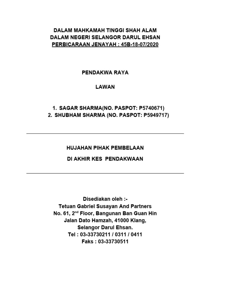 Hujahan Akhir Kes Pembelaan - English | PDF | Politics | Social Science