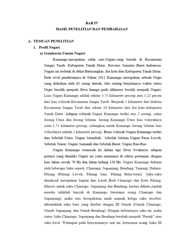 Profil dan Potensi Nagari Kumango | PDF