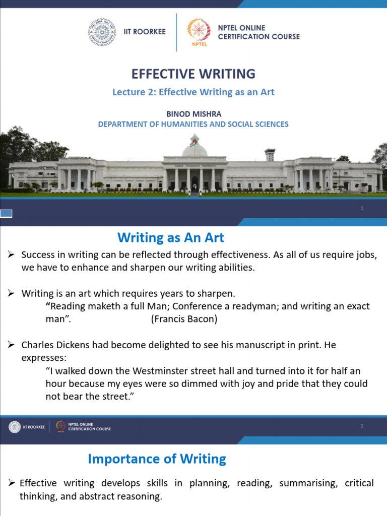Lec 2, Effective Writing As An Art | PDF | Critical Thinking | Human ...