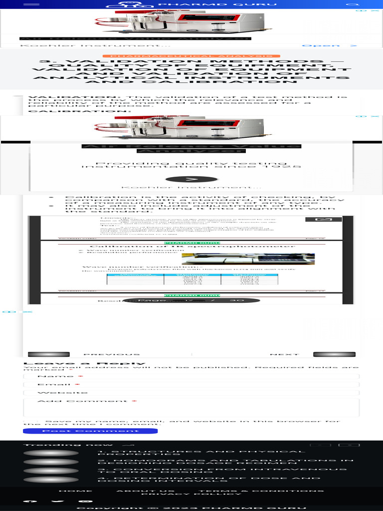 Validation Methods Quality Of Equipment Validation Of Equipment And