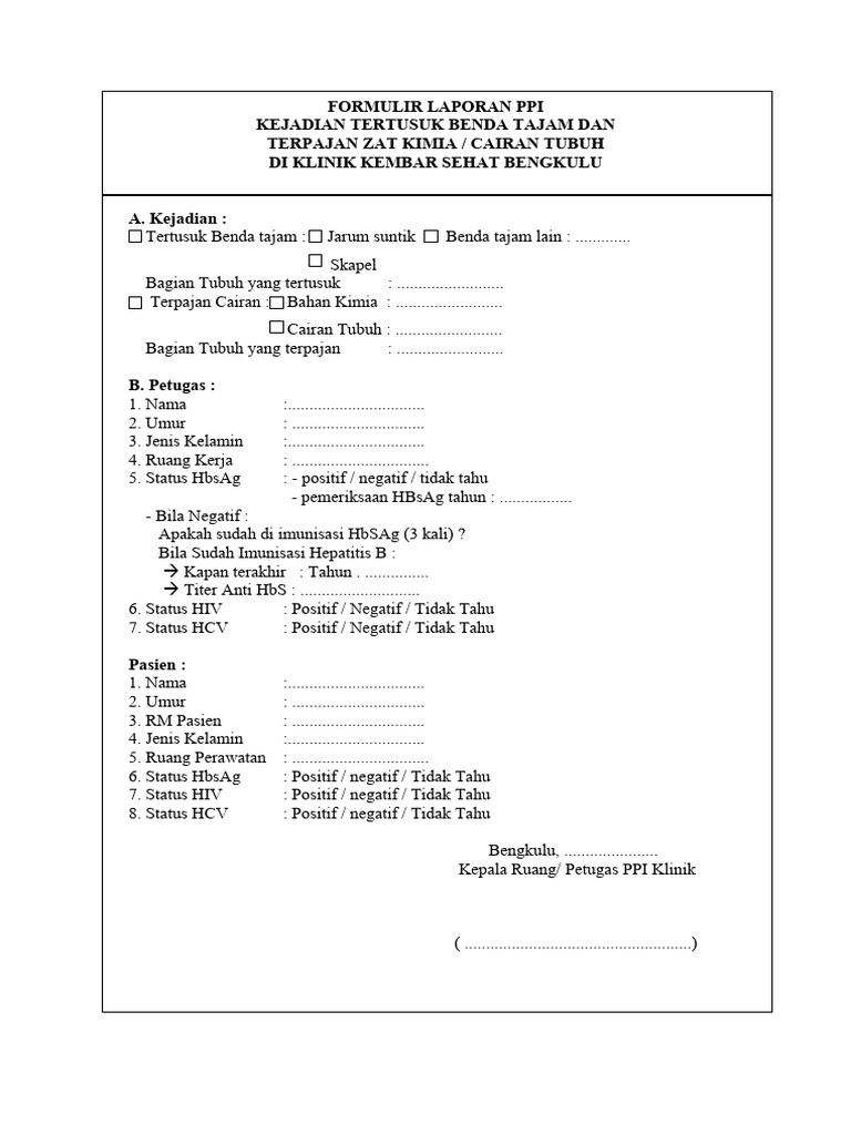 Formulir Laporan Pajanan | PDF | Kesehatan Holistik | Sains & Matematika