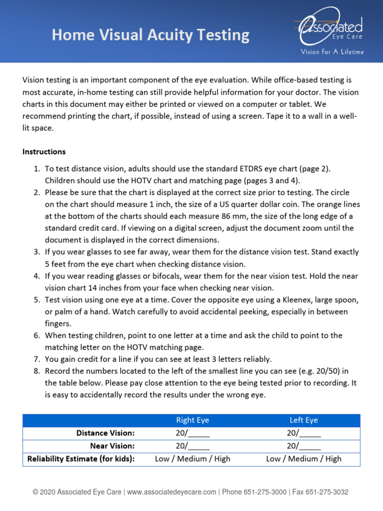 AEC Home Vision Testing | PDF | Vision | Light