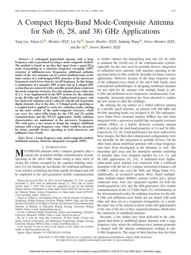 A Compact Hepta-Band Mode-Composite Antenna For Sub 6 28 and 38 GHZ ...