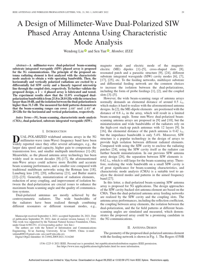 A Design of Millimeter-Wave Dual-Polarized SIW Phased Array Antenna Using Characteristic Mode ...