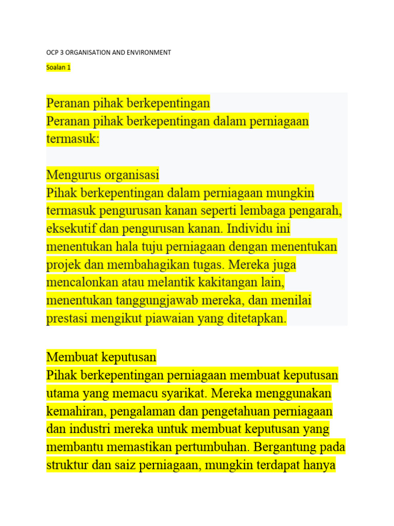 Ocp 3 Organisation and Environment | PDF