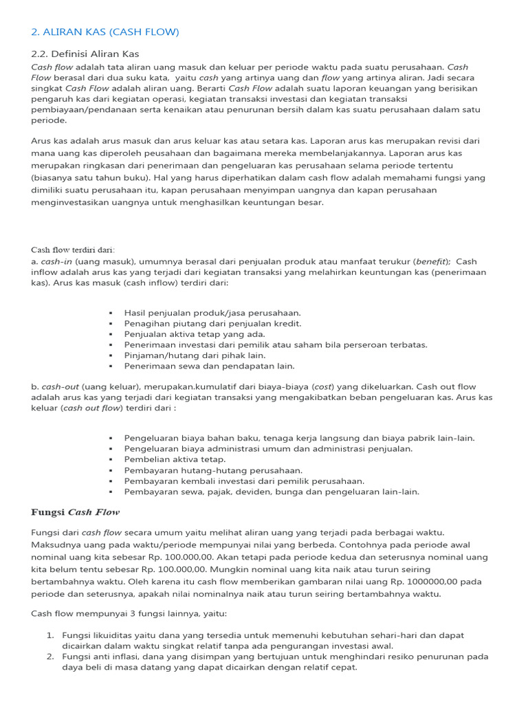 Definisi dan Fungsi Aliran Kas | PDF