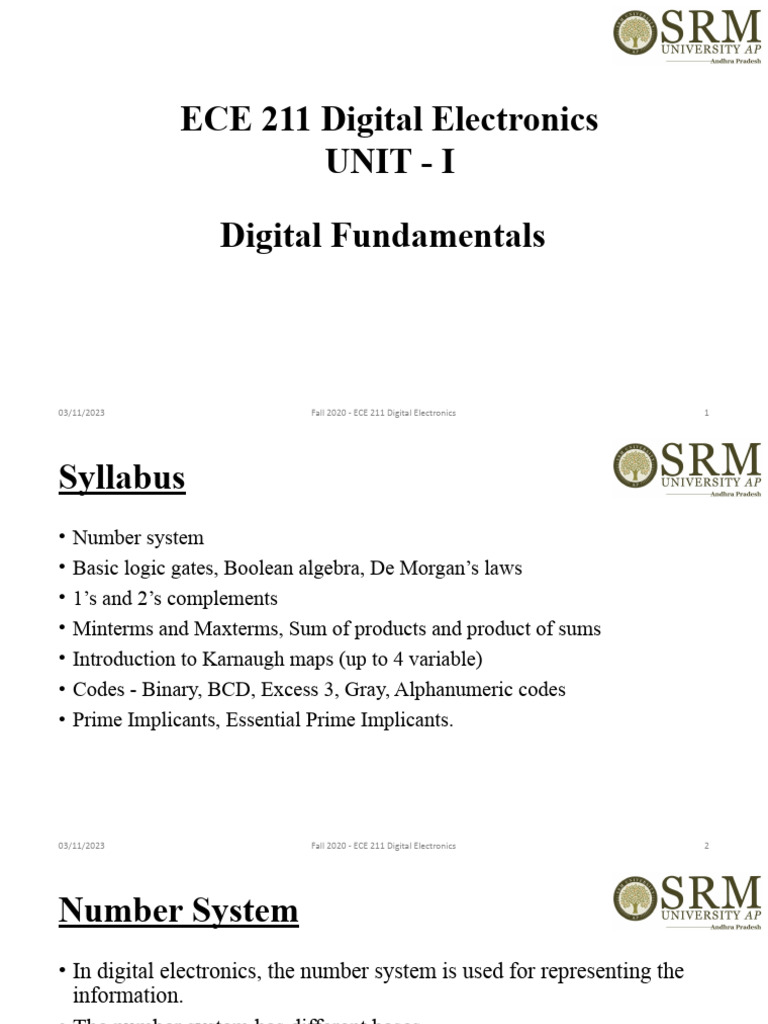 ECE 211 Digital Electronics Unit 1 | PDF | Binary Coded Decimal | Computer Science