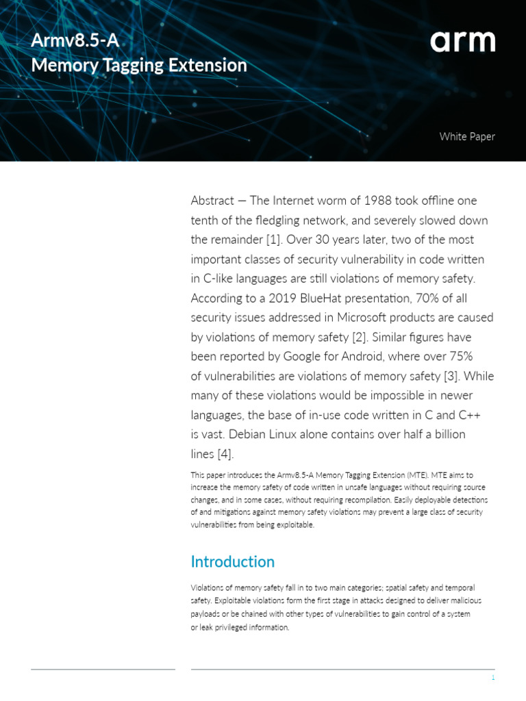 Arm Memory Tagging Extension Whitepaper | PDF | Pointer (Computer Programming) | Malware