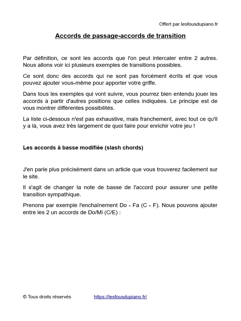 Accords de Passage et Transitions Musicales | PDF | Accord (Musique ...