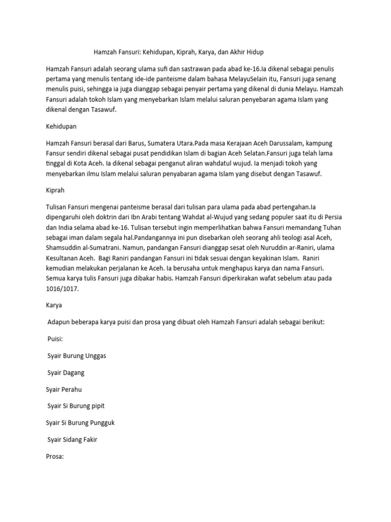 Hamzah Fansuri-WPS Office | PDF